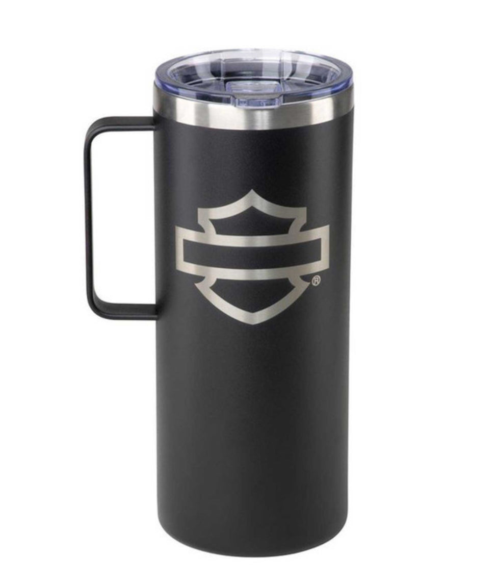 Harley Davidson Open Bar & Shield Travel Mug 30 oz. Stainless Steel Bl ...
